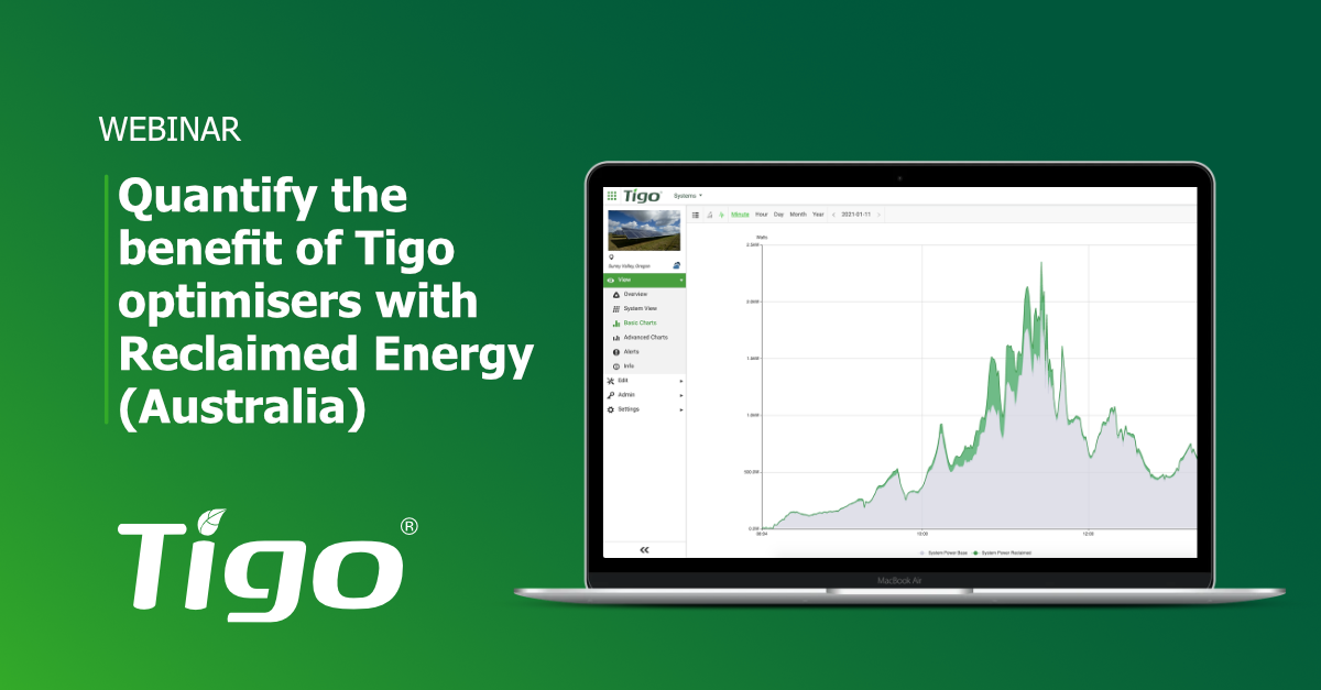 Quantify the benefit of Tigo optimisers with Reclaimed Energy (Australia)