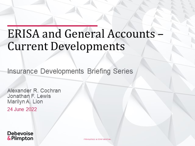 Insurance Series: ERISA General Accounts – Current Developments